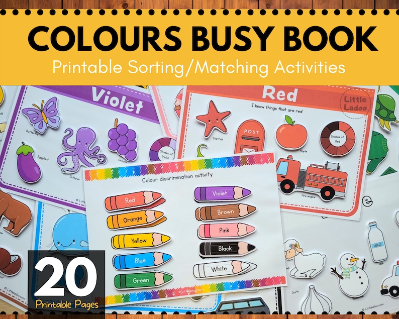Colours Busy Book Printable Toddler Learning Binder Colour - Etsy