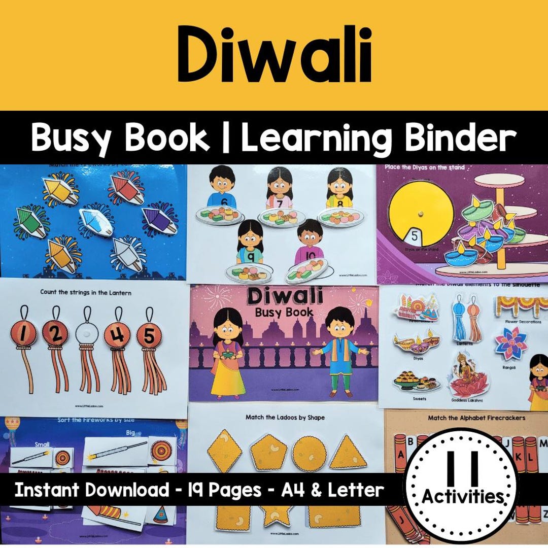 Diwali Busy Book Printable, Toddler Learning Binder, Diwali Activity ...
