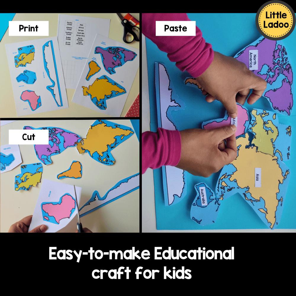 7 Continents Craft Printable: Montessori Geography World Map Activity ...
