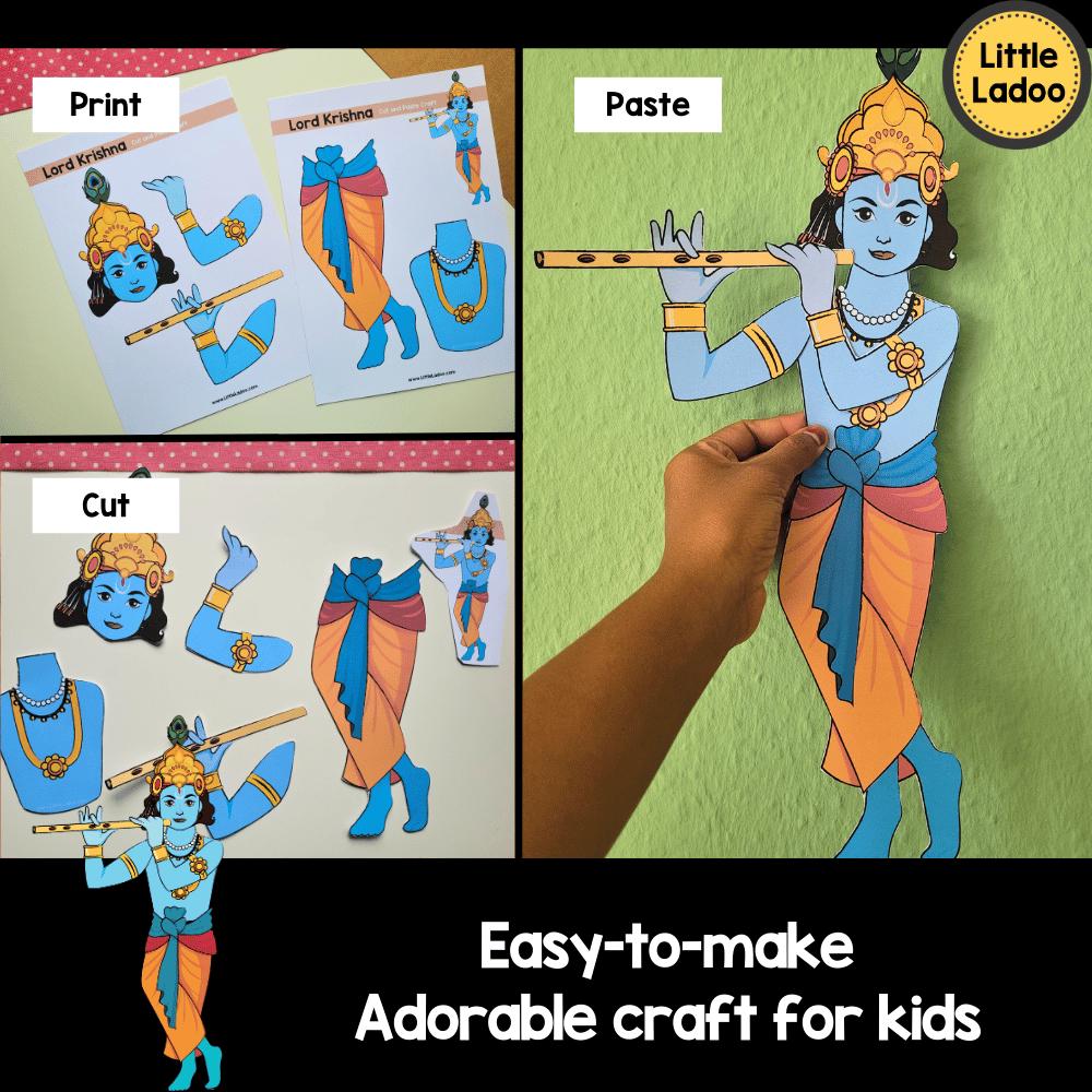 Lord Krishna Cut and Paste Craft Template Printable - Etsy
