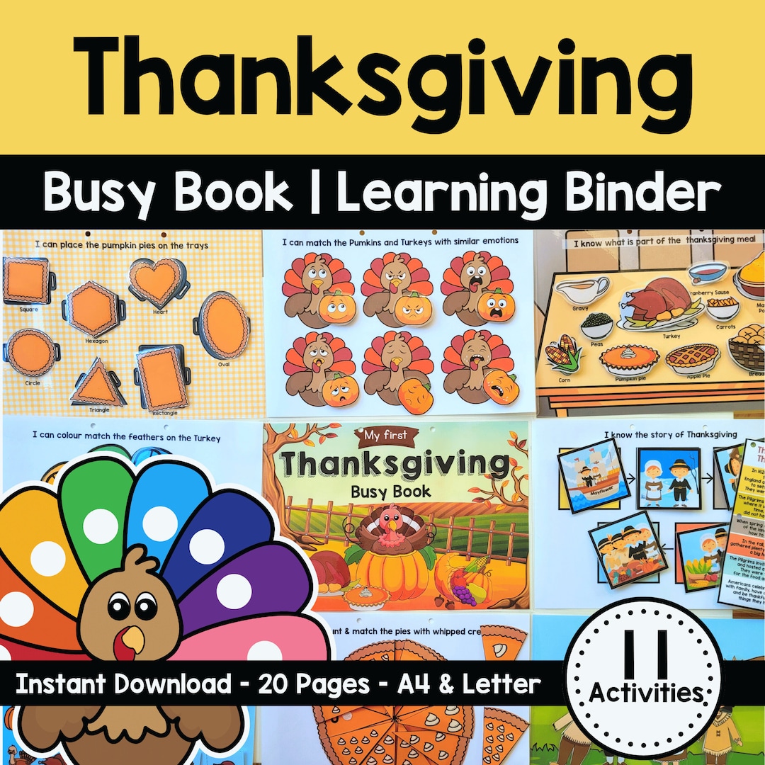 Thanksgiving Busy Book Printable, Learning Binder - Etsy