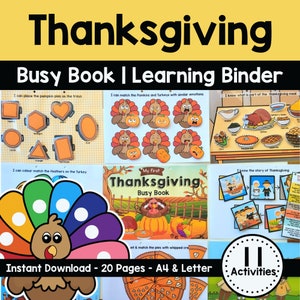 Thanksgiving Busy Book Printable, Learning Binder - Etsy