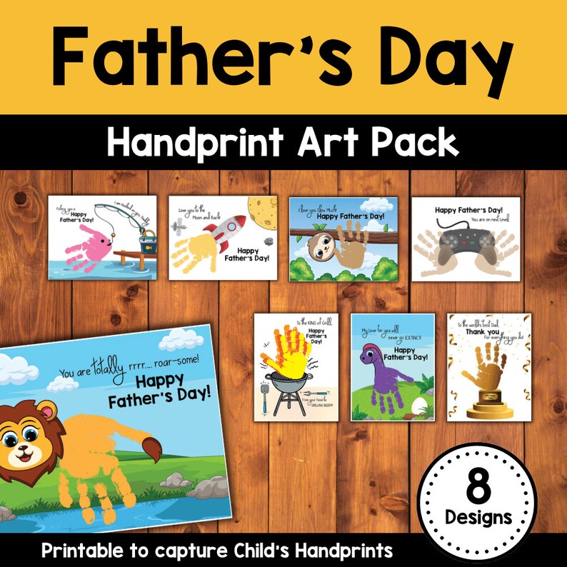 Father's Day Handprint Art, Father's Day Card Printable, DIY Fathers ...