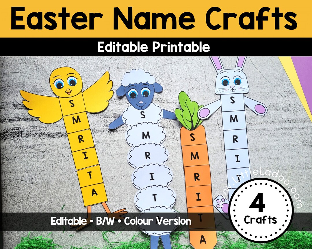 Easter Name Craft - Editable Printable - Etsy