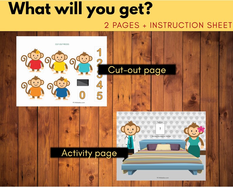 Five Little Monkey Nursery Rhyme Activity, Busy Book Page Printable ...