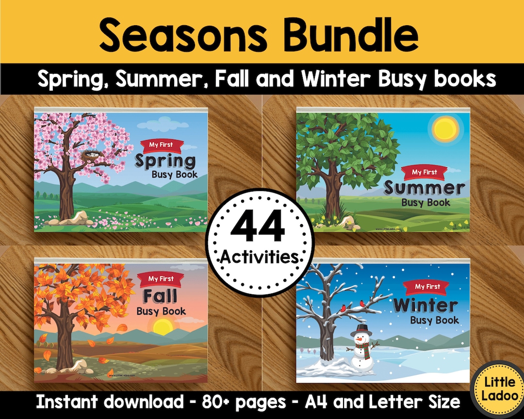 Seasons Busy Book Bundle - Combo of 4 Busy Book Printables - Spring ...