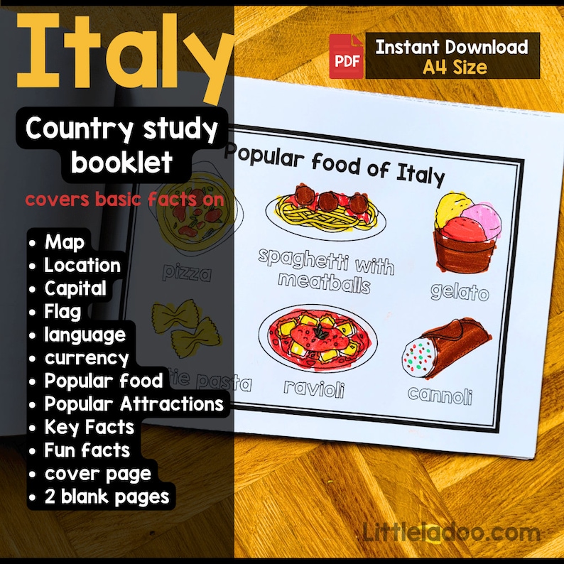 Italy Country Study Booklet Printable, Italy Unit Study Printable - Etsy
