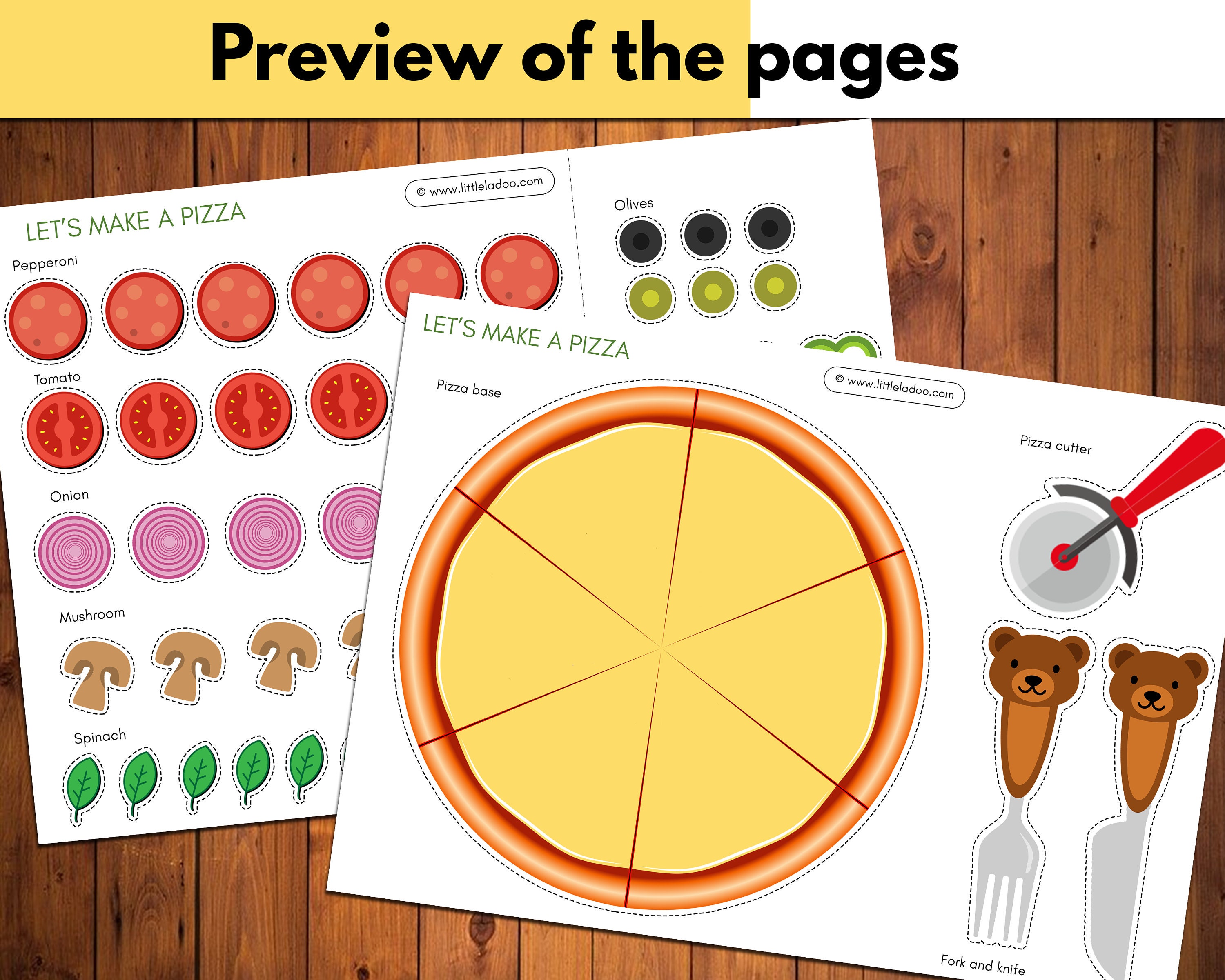Printable Pizza Set Make Your Own Pizza and Pretend Play, Pizza ...