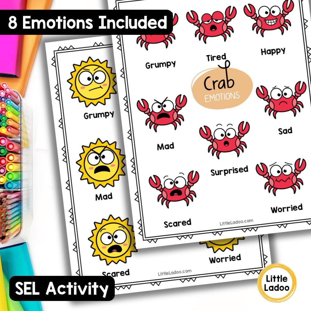 Summer Emotions Matching Cards Printable | SEL Task Box Activity for ...