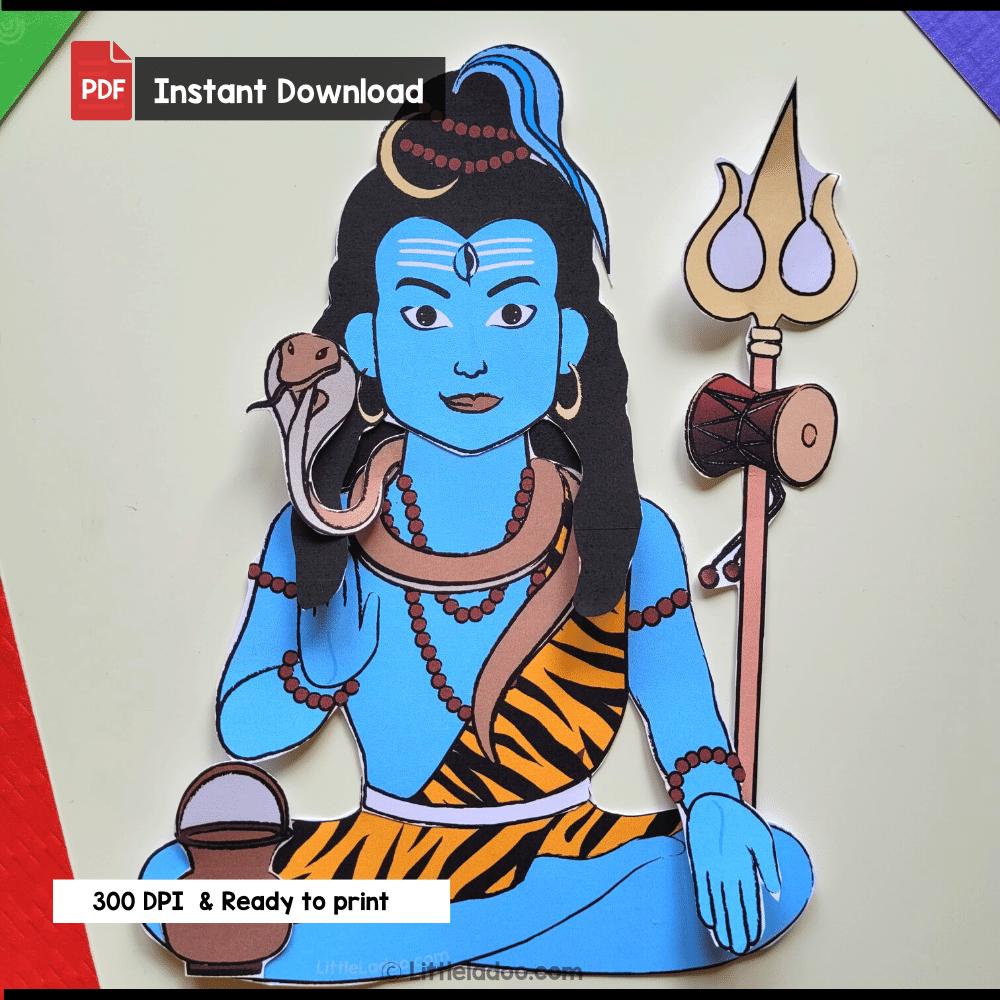 Lord Shiva Cut and Paste Craft Template Printable - Etsy