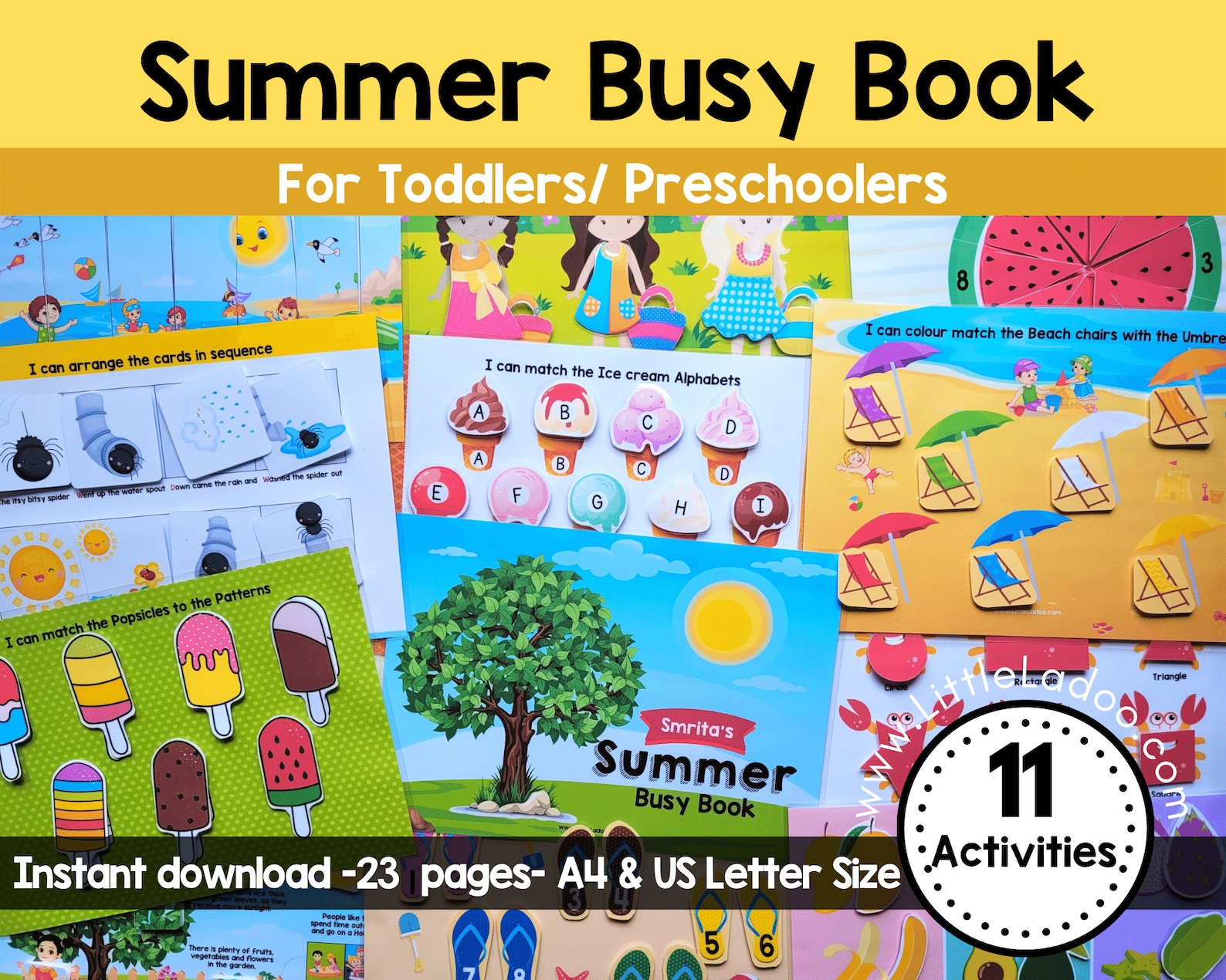 Summer Busy Book Printable, Toddler Learning Binder, Toddler Busy ...