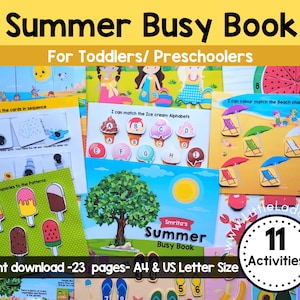 Summer Busy Book Printable, Toddler Learning Binder, Toddler Busy ...