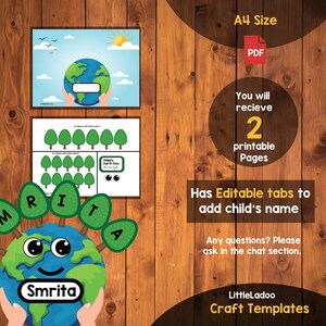 Earth Day Name Craft - Editable Printable - Etsy