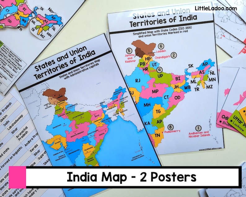 Indian States and Union Territories - Printable Pack With Flashcards ...