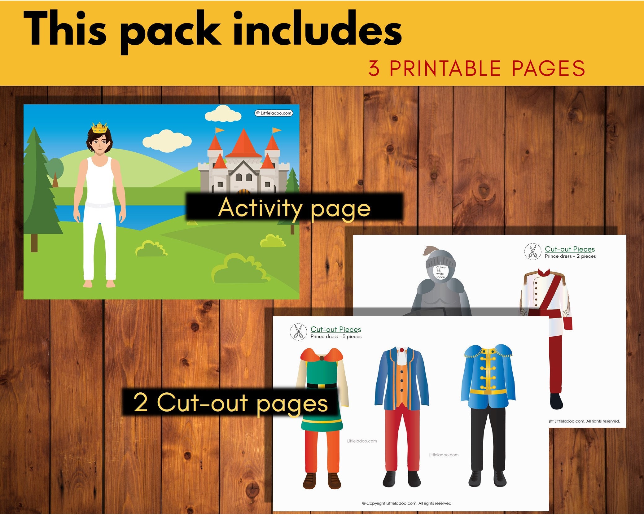Prince Dress-up Activity Printable With 5 Unique Costumes, Busy Book ...