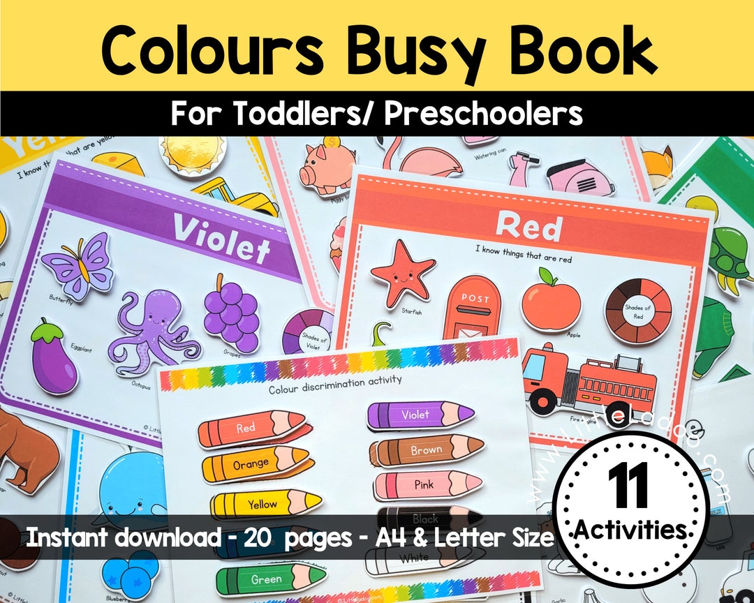 Colours Busy Book Printable, Toddler Learning Binder, Colour Matching ...