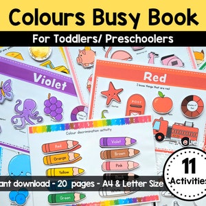 Colours Busy Book Printable, Toddler Learning Binder, Colour Matching ...