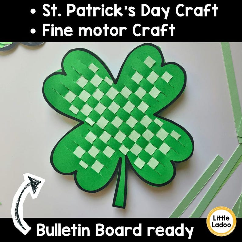 Shamrock Paper Weaving Craft | St Patrick’s Day Fine Motor Activity - Etsy