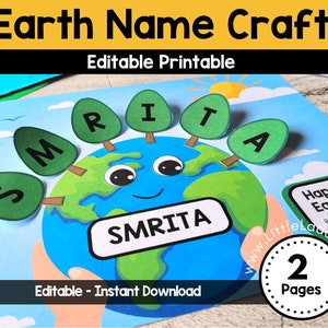 Earth Day Name Craft - Editable Printable - Etsy