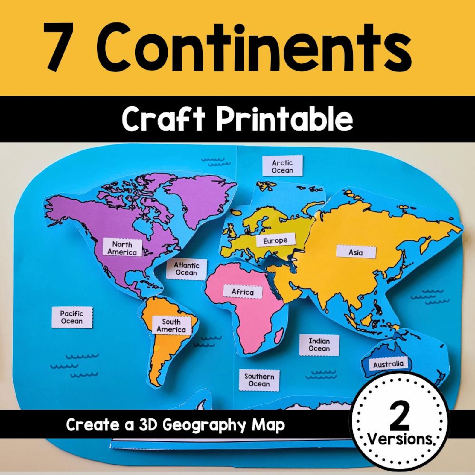 7 Continents Craft Printable: Montessori Geography World Map Activity ...