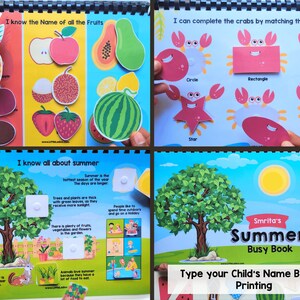 Summer Busy Book Printable, Toddler Learning Binder, Toddler Busy ...
