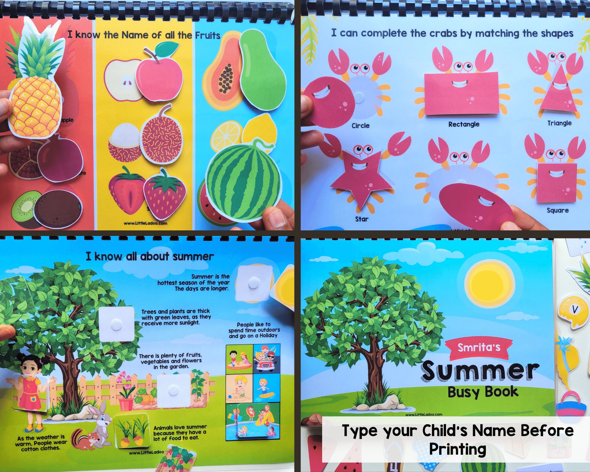 Summer Busy Book Printable, Toddler Learning Binder, Toddler Busy ...