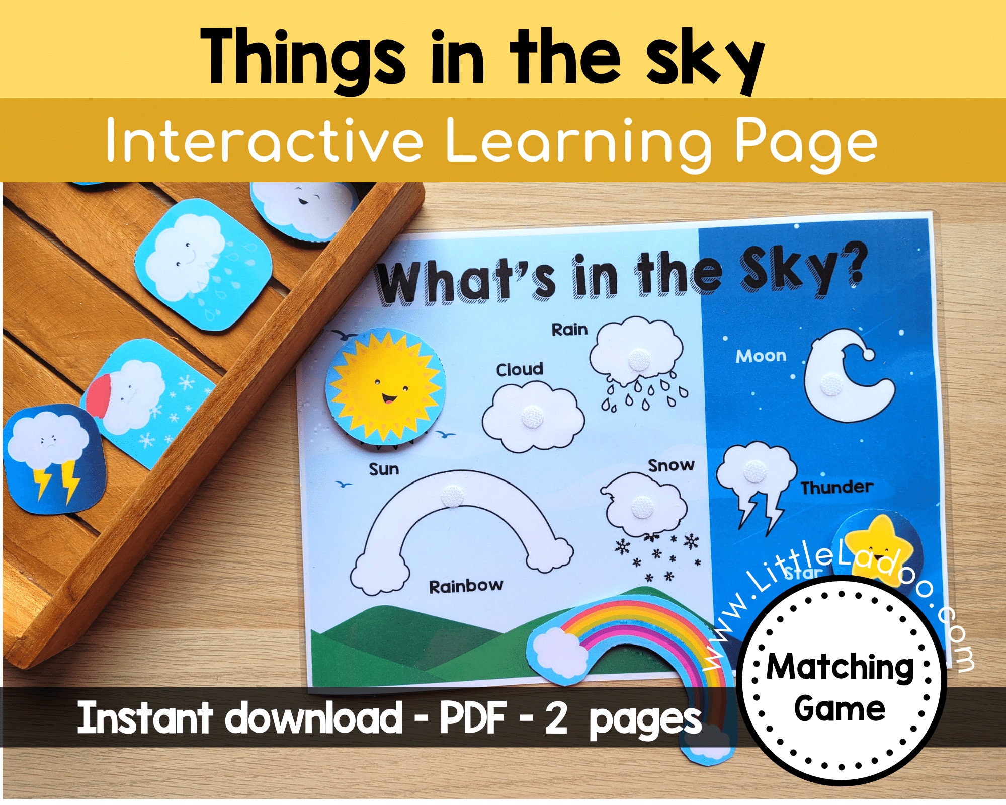 Things in the Sky Fun Matching Game, Printable for Toddlers, Busy Book ...