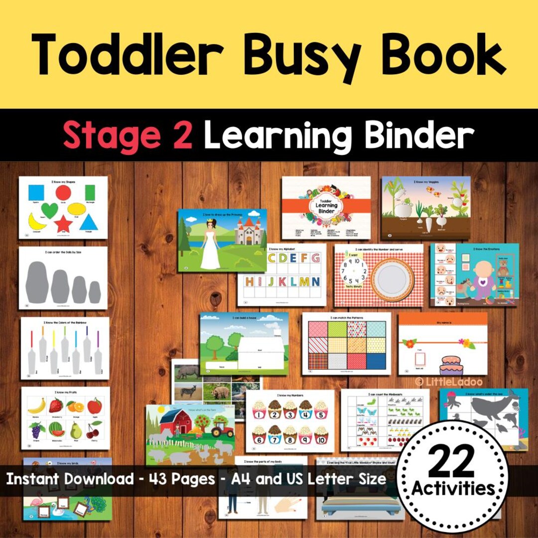 Toddler Busy Book, Toddler Learning Binder, Learning Folder, Preschool ...