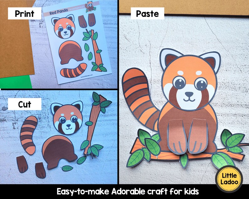 Red Panda Cut and Paste Craft Template Printable - Etsy