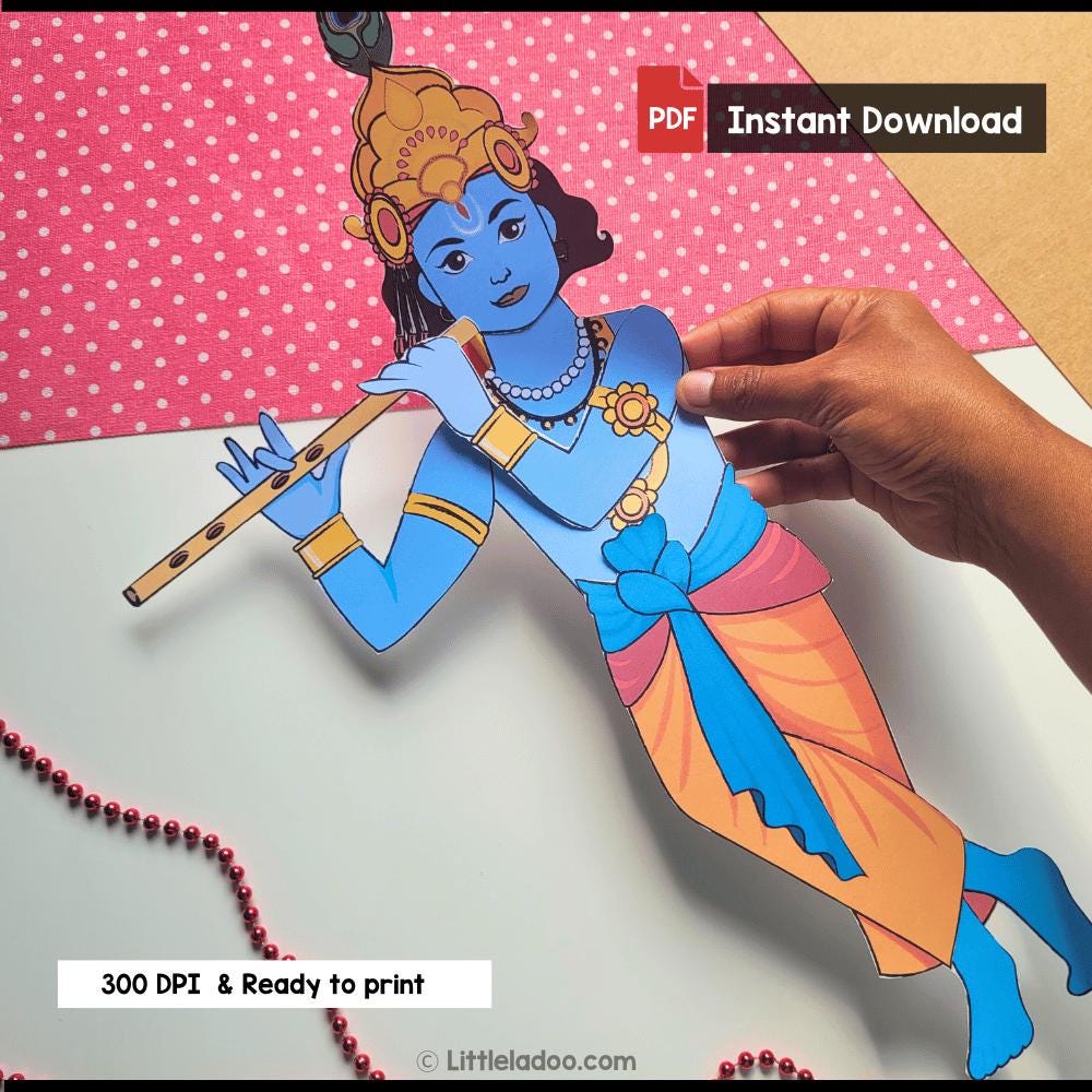 Lord Krishna Cut and Paste Craft Template Printable - Etsy