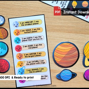 Solar System Printable, Planets Printable, Match the Planets ...