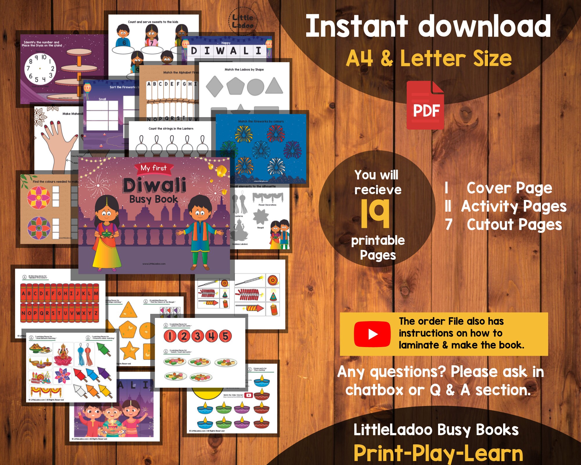 Diwali Busy Book Printable, Toddler Learning Binder, Diwali Activity ...
