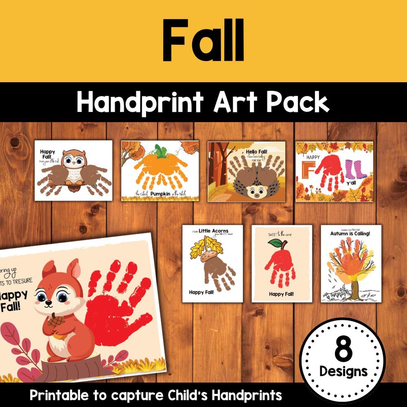 Fall Handprint Art Template Printable, Autumn Handprint Craft - Etsy