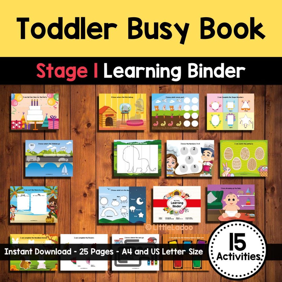 Toddler Busy Book Printable - First Learning Binder, Printable Quiet ...