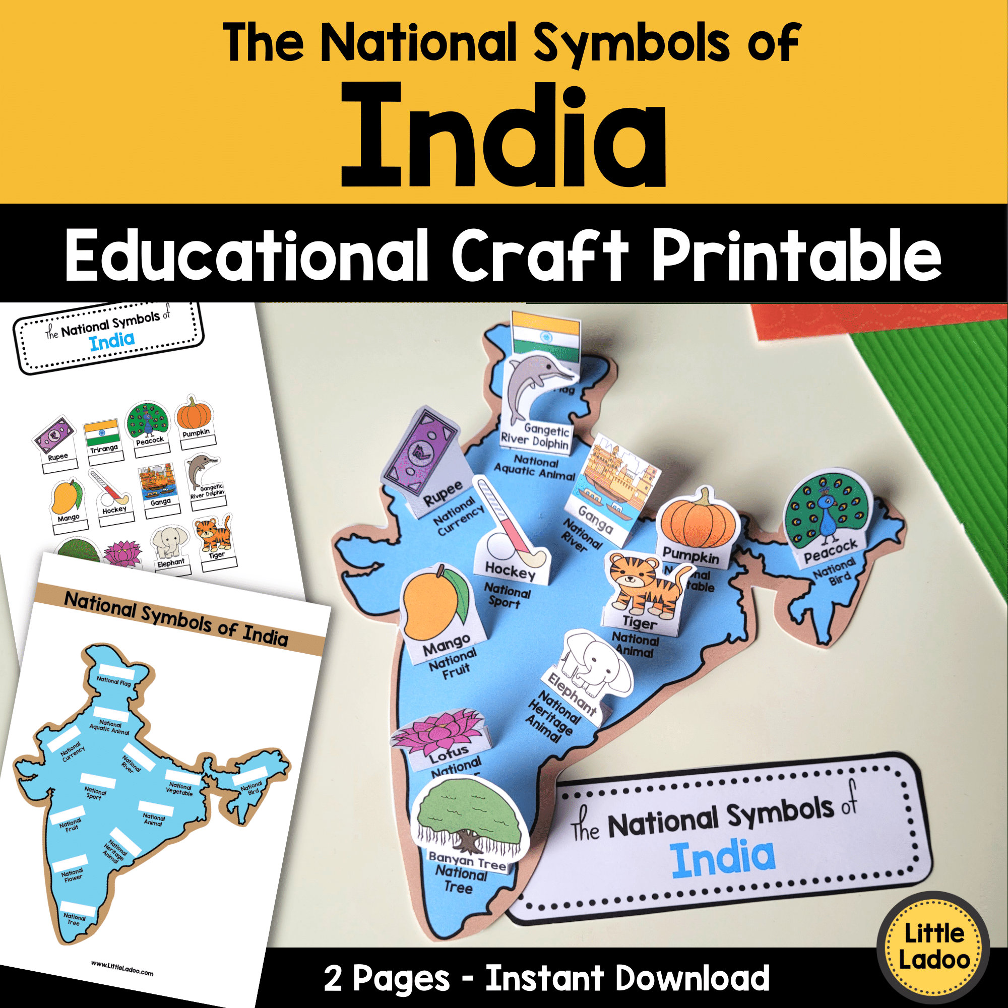 National Symbols of India Craft, Printable Craft, India Activities for ...