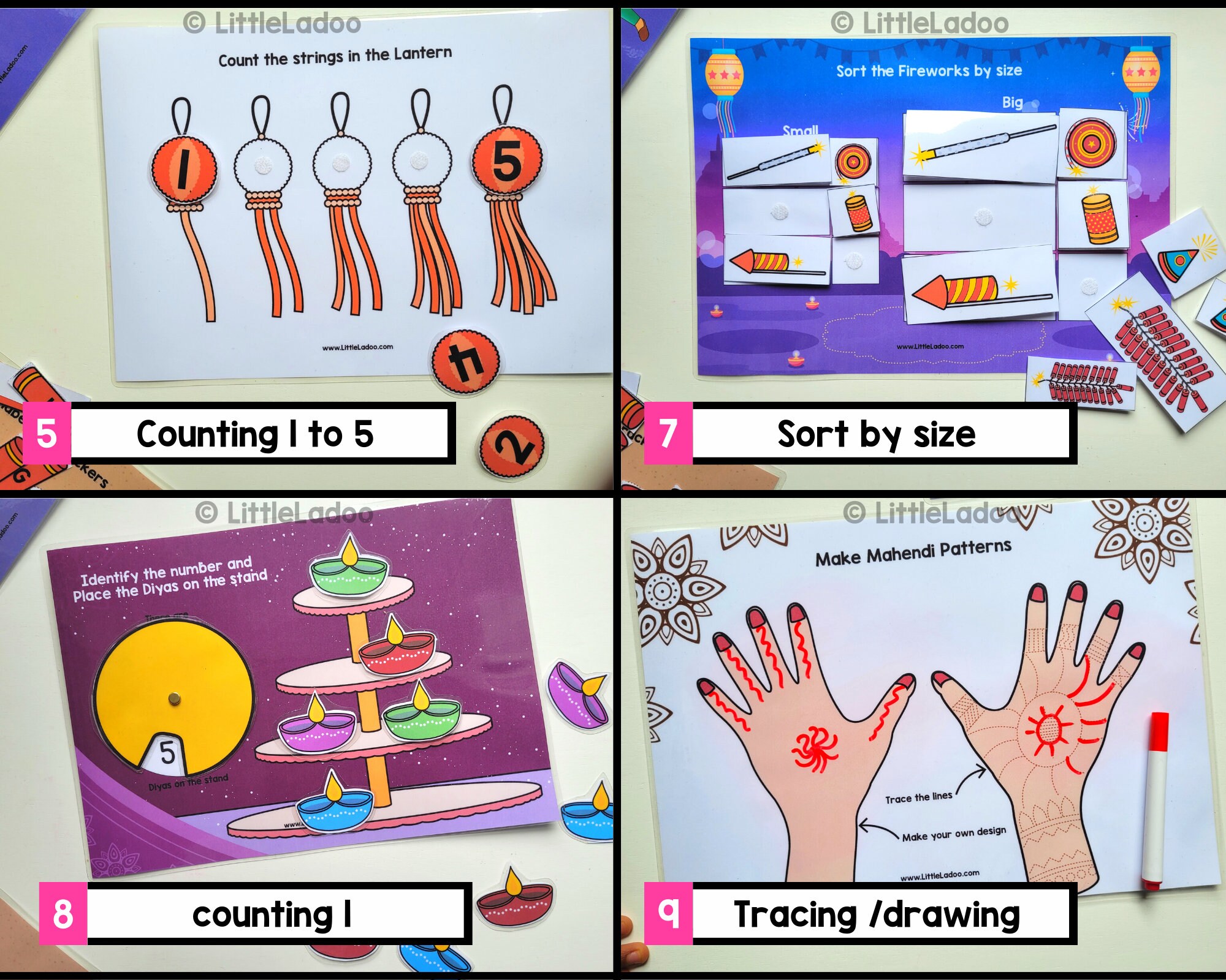 Diwali Busy Book Printable, Toddler Learning Binder, Diwali Activity ...