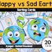 Happy Earth Vs Sad Earth Sorting Cards, Earth Day Printable, Earth Day ...