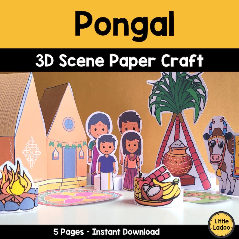 Pongal 3D Craft, Pongal Scene Printable, Pongal Craft for Kids - Etsy