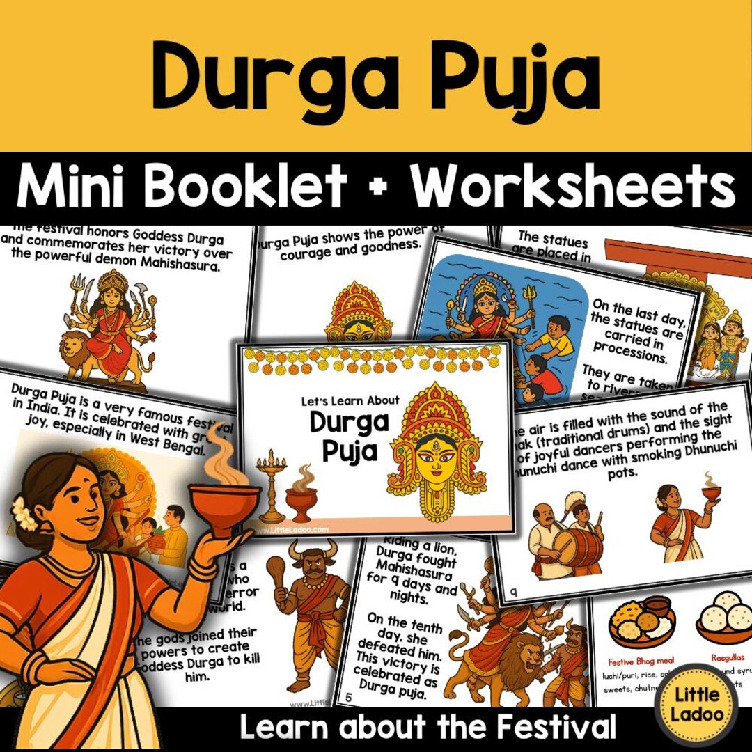 Durga Puja Mini Booklet and Worksheets Printable - Etsy