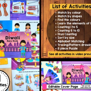 Diwali Busy Book Printable, Toddler Learning Binder, Diwali Activity ...