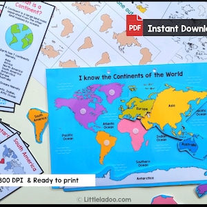 Continents Printable PDF, World Map Printable, Montessori Materials ...