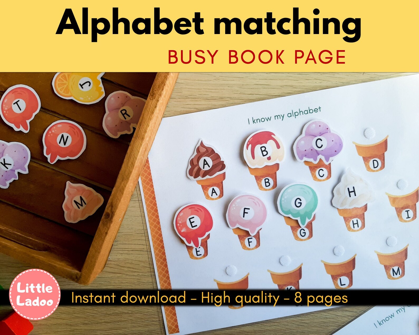 Ice-cream Alphabet Matching Printable - Preschool Busy Book Page ...