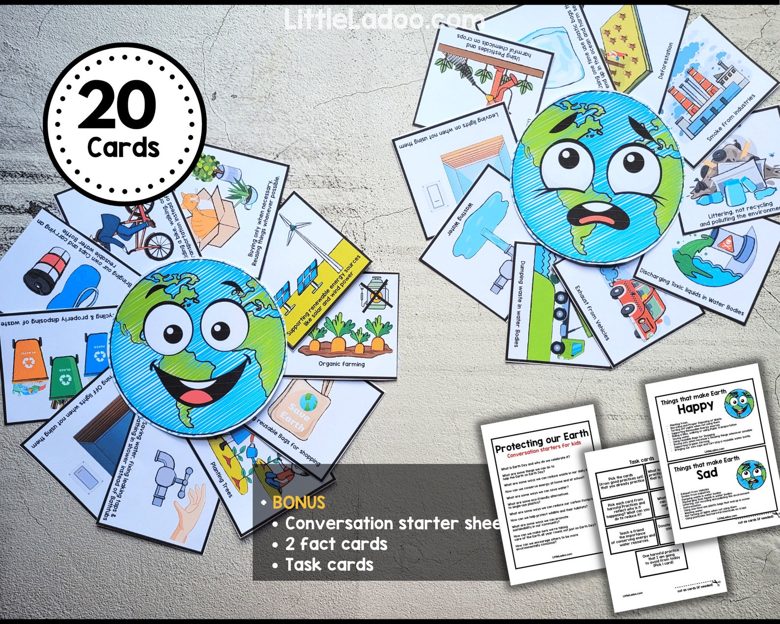 Happy Earth Vs Sad Earth Sorting Cards, Earth Day Printable, Earth Day ...