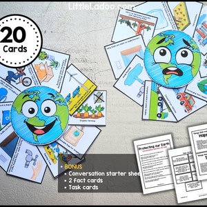 Happy Earth Vs Sad Earth Sorting Cards, Earth Day Printable, Earth Day ...