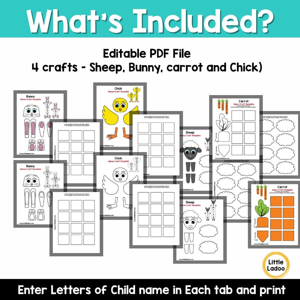 Easter Name Craft - Editable Printable - Etsy