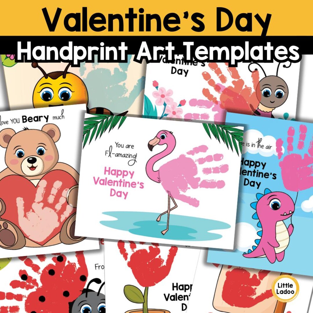 Valentine's Day Handprint Craft Template, Handprint Art Activity, Kids ...