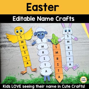 Easter Name Craft - Editable Printable - Etsy