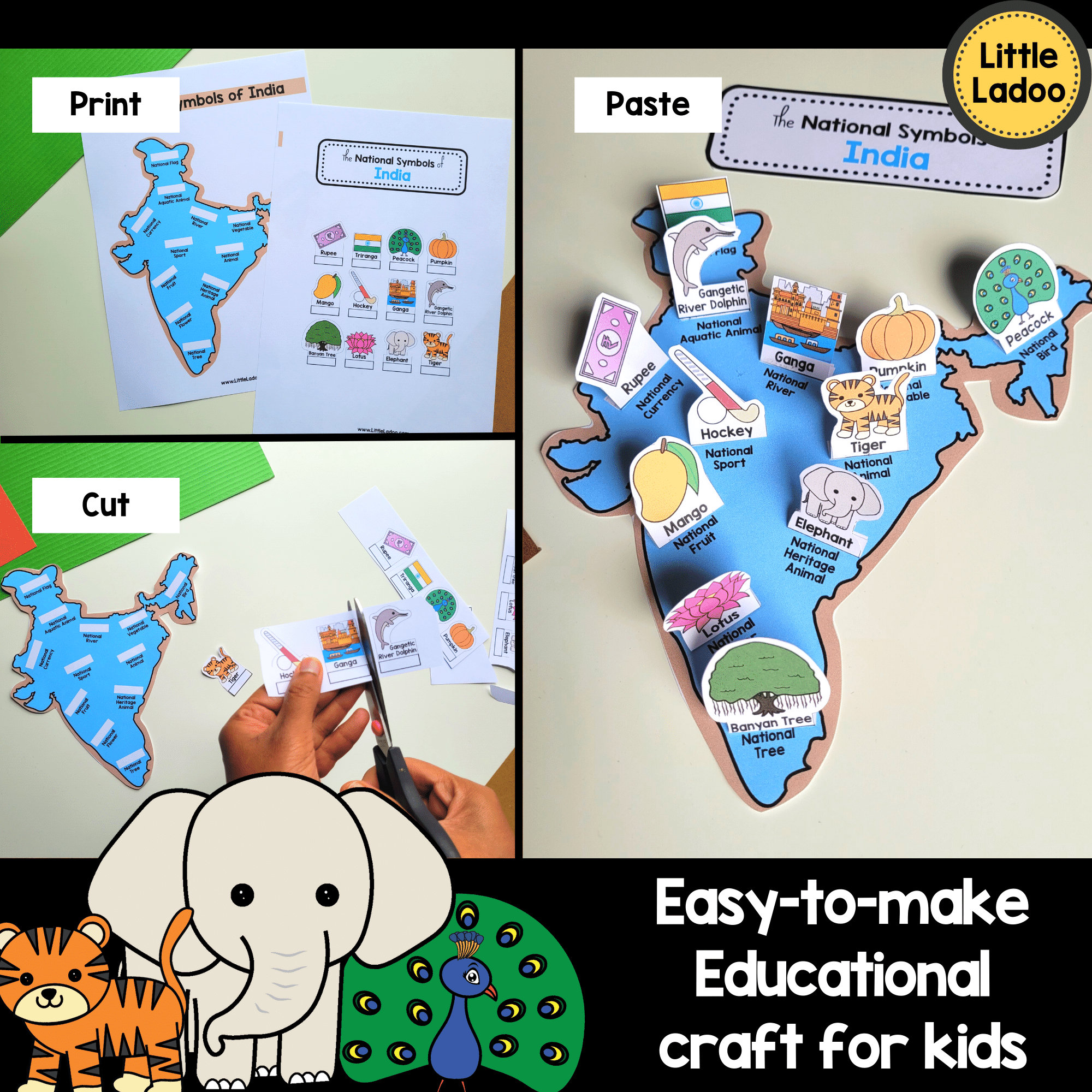 National Symbols of India Craft, Printable Craft, India Activities for ...