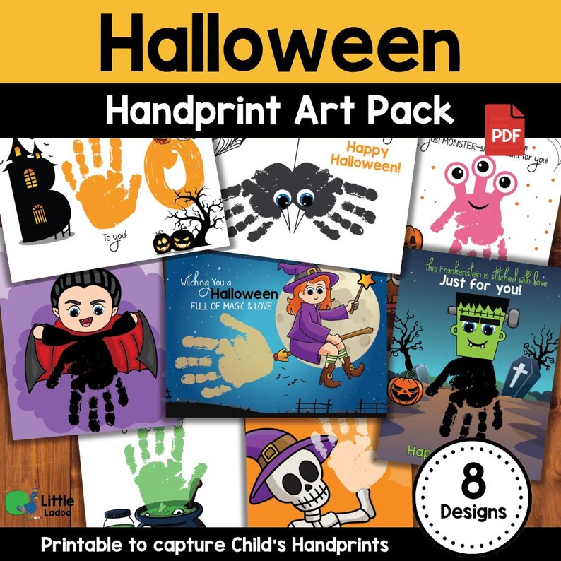 Halloween Handprint Art Printable: Kids Crafts, Cards (digital Download ...