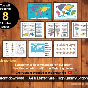 Continents Printable PDF, World Map Printable, Montessori Materials ...